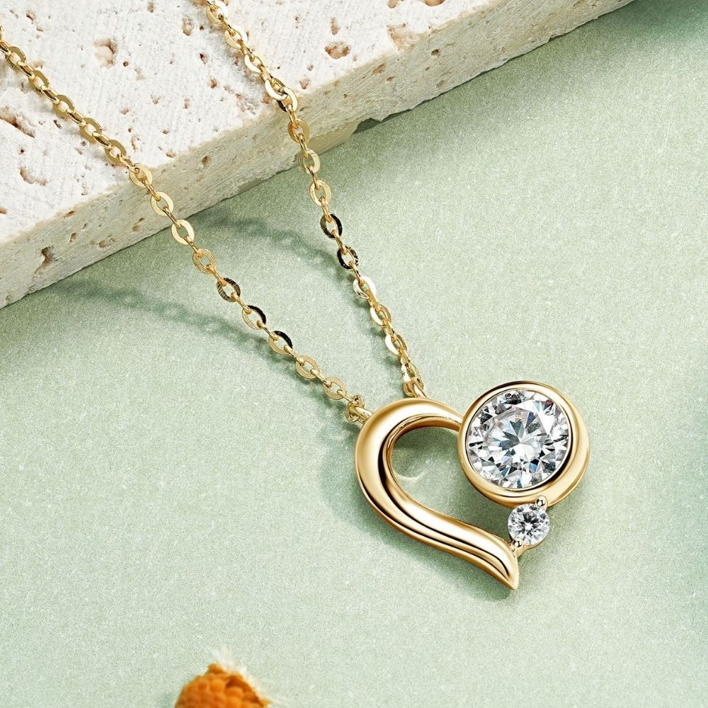 Collar Late Plata Italiana Con Moissanita-Gold – Vanité